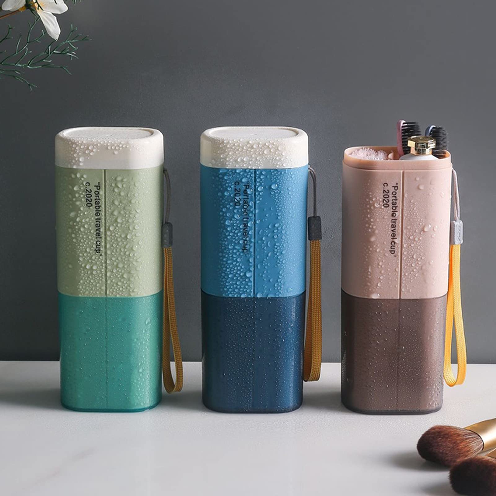 Travel Toothbrush Case Multifunctional Toothpaste Container Case Portable Business Trips Wash Cup Holder Organizer Toothbrushes Towel Storage Box for Traveling, Camping, Business Trip School, Pink