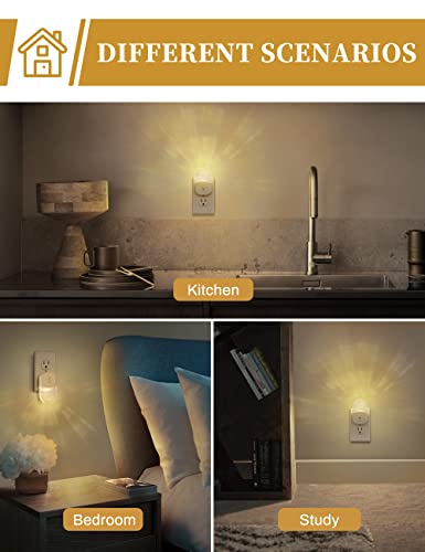DORESshop LED Night Light, Baby Night Light [4 Pack], Plug in Night Light with Auto Dusk to Dawn Sensor, Adjustable Brightness Night Light for Kids, Bathroom, Bedroom, Nursery Room, Soft White 3000k