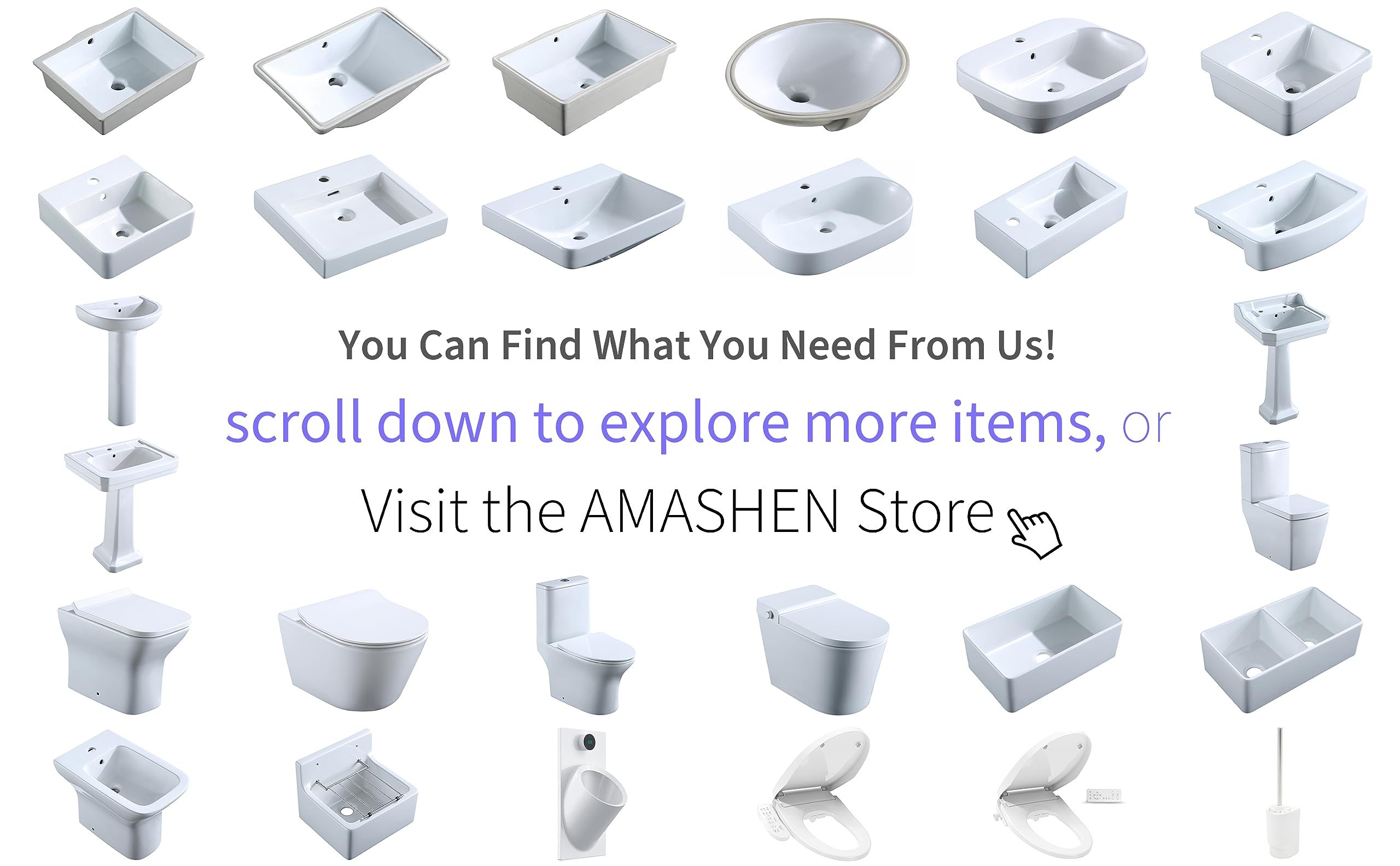 AMASHEN 16.8" Rectangular Undermount Bathroom Sink, Small Vitreous China Vanity Sink with Overflow, White