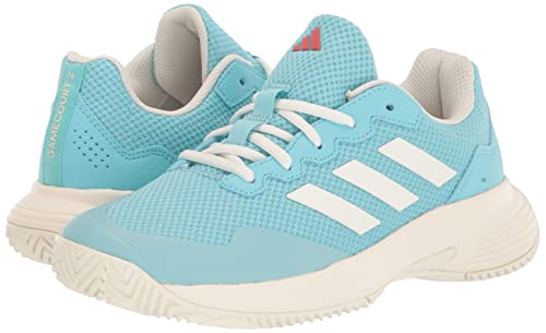 adidas Women's Game Court 2 Sneaker, Light Aqua/Off White/Bright Red, 8.5
