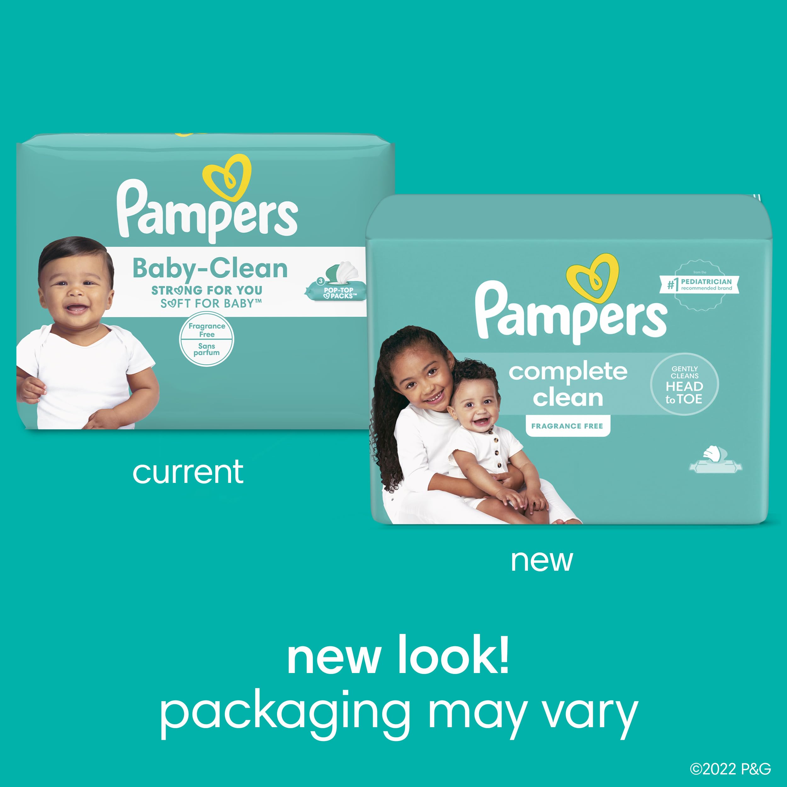 Baby Wipes, Pampers Baby Diaper Wipes, Complete Clean Unscented, 3 Refill Packs for Dispenser Tub, 216 Total Wipes