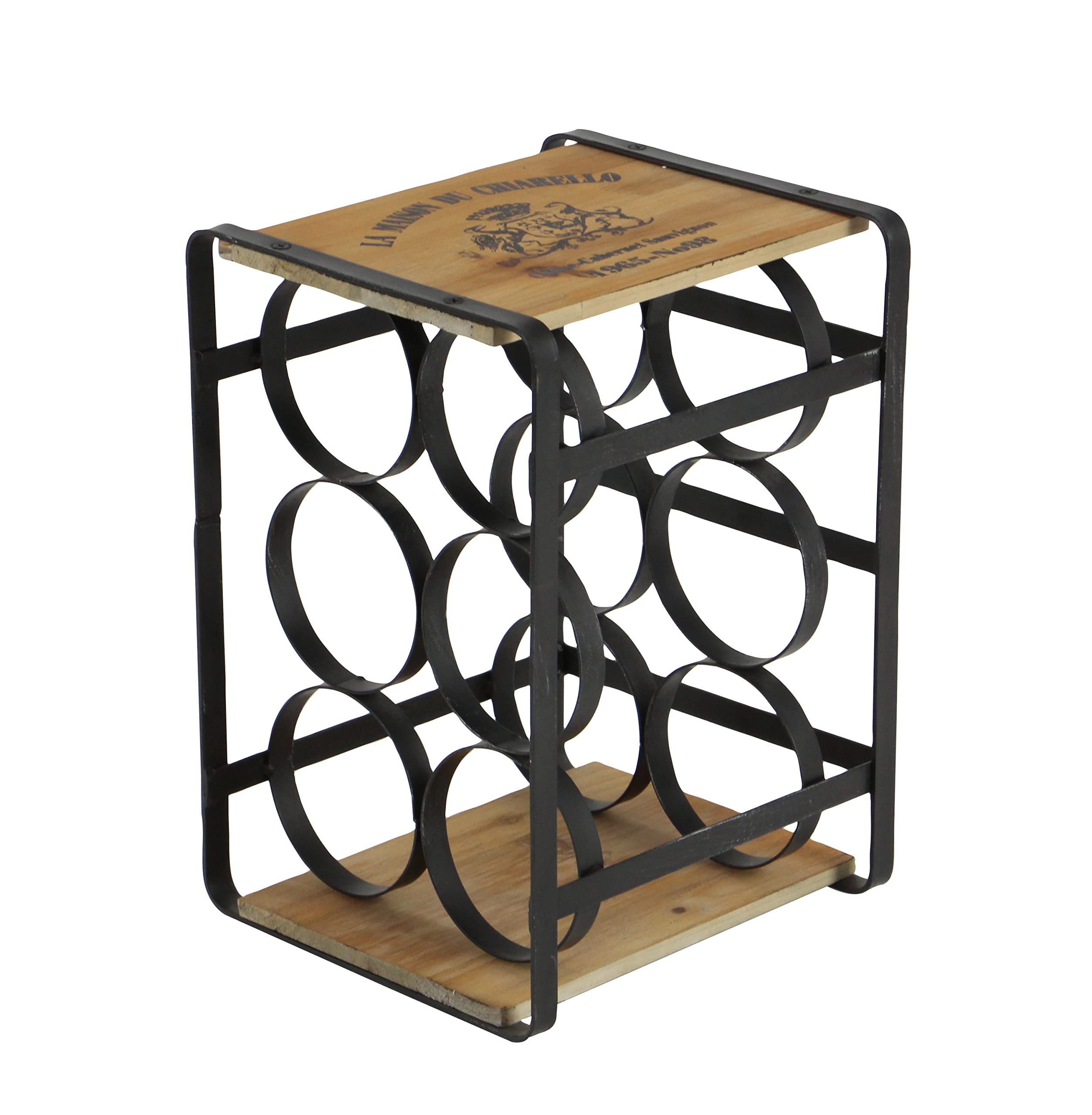 Deco 79 Metal Wood Wine Holder, 10 by 13-Inch