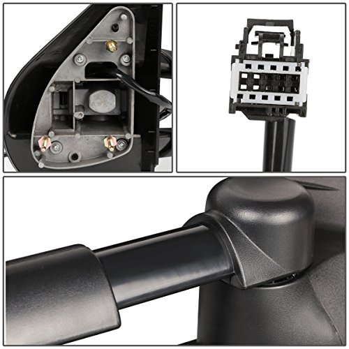 Driver and Passenger Sdie Rear View Towing Mirrors - Manual Telescoping | Power Adjustment | Heated Glass - Compatible with Chevy Silverado GMC Sierra GMT900 07-14, Textured Black