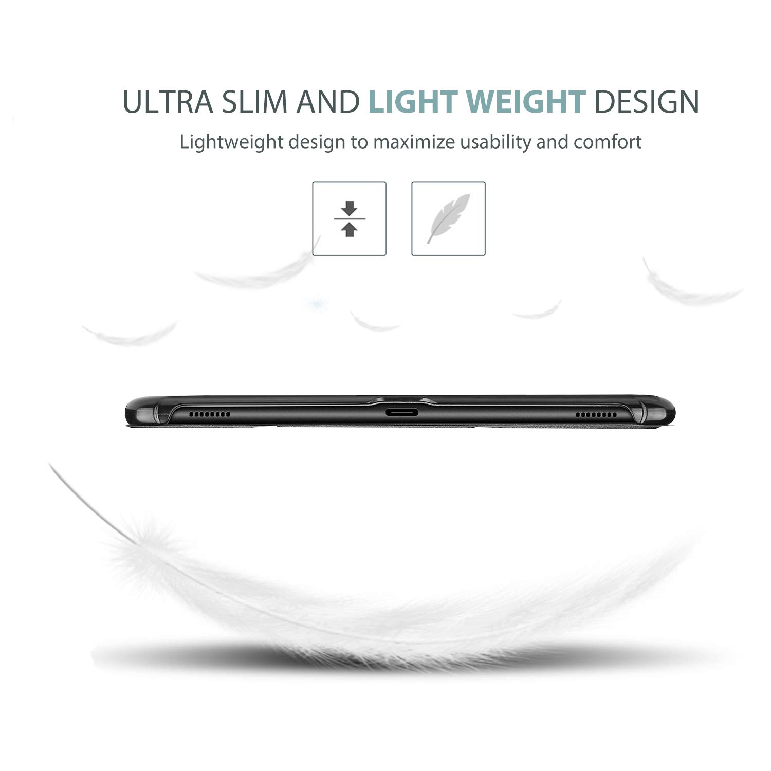 ProCase Slim Case for Galaxy Tab A 10.5 2018 T590 T595 T597, Light Stand Hard Shell Cover Protective Case for Galaxy Tab A 10.5-Inch Tablet SM-T590/T595/T597 -Black