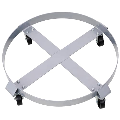 2Pcs 55 Gallon Drum Dolly, Hand Truck with 4 Swivel Caster Wheels, Cross Strap, Heavy Duty Steel Frame, Hand Truck for Factory, Workshop, Warehouse