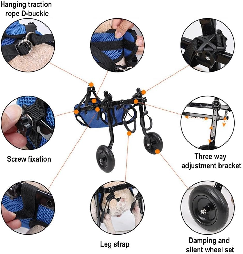 Adjustable Dog Wheel-Chair for Back Legs,Pet Walk Tools,Pet Mobility Aids with Wheels,Dog Leg Brace and Hip Support, Suitable for Back Legs,Dog Assisted Walking Device