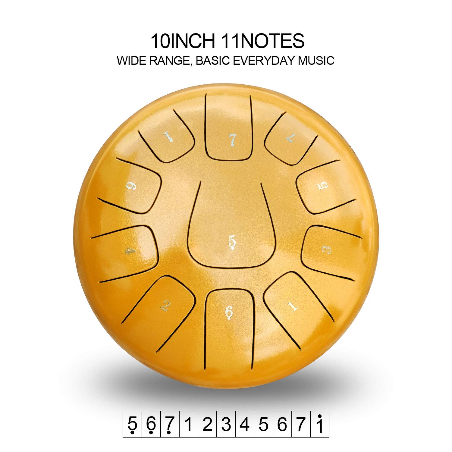 AS TEMAN HANDPAN,Steel Tongue Drum,10 inch 11Notes Tongue Drum,Steel Drums Percussion Instrument (matte gold)