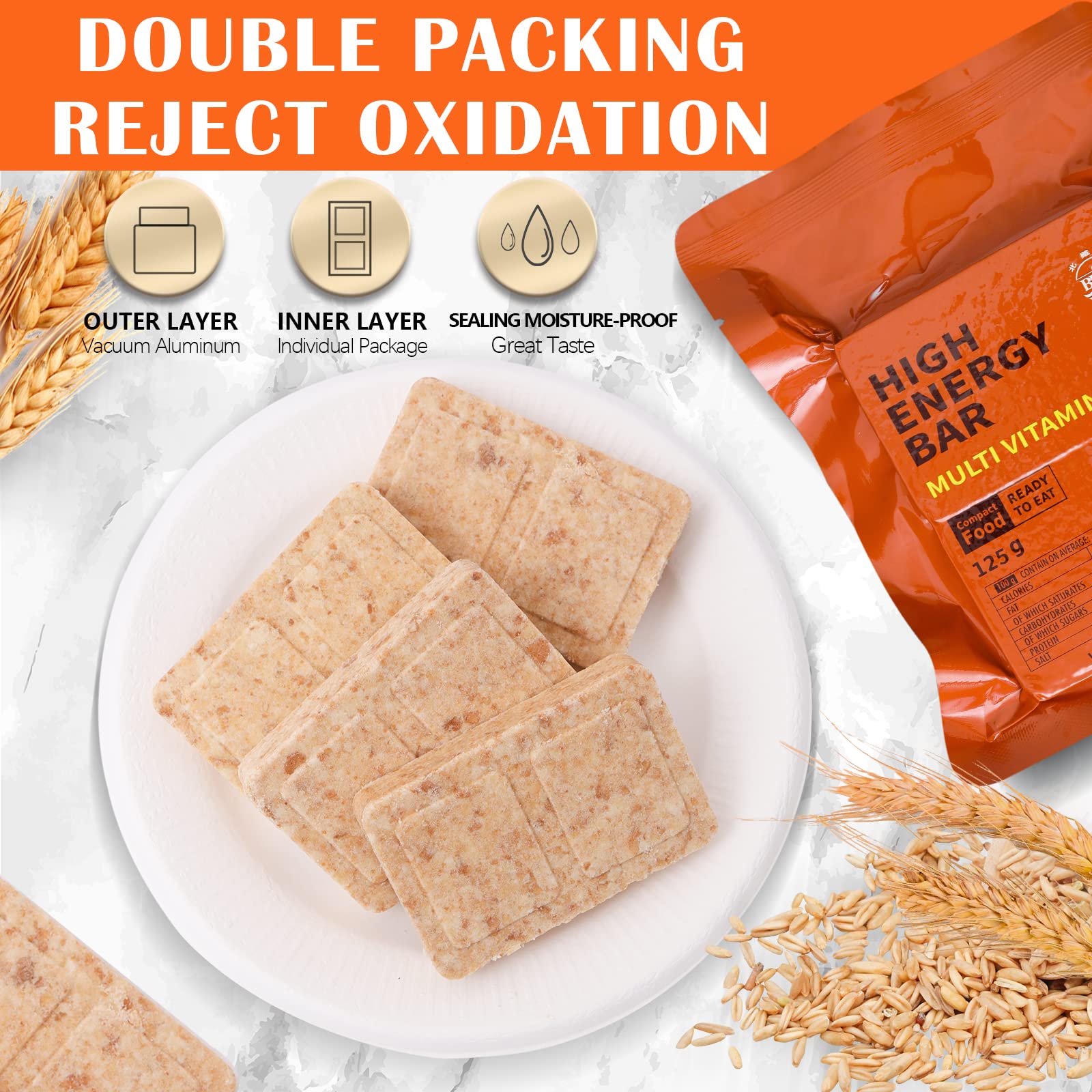 Emergency Food Ration Bars, Multi Vitamin Flavor Survival Tabs Supply for Outdoor Camping Emergency Snowstorm Earthquake Disaster Preparedness Kit With Long Self Life 12 Count,Multi Vitamins