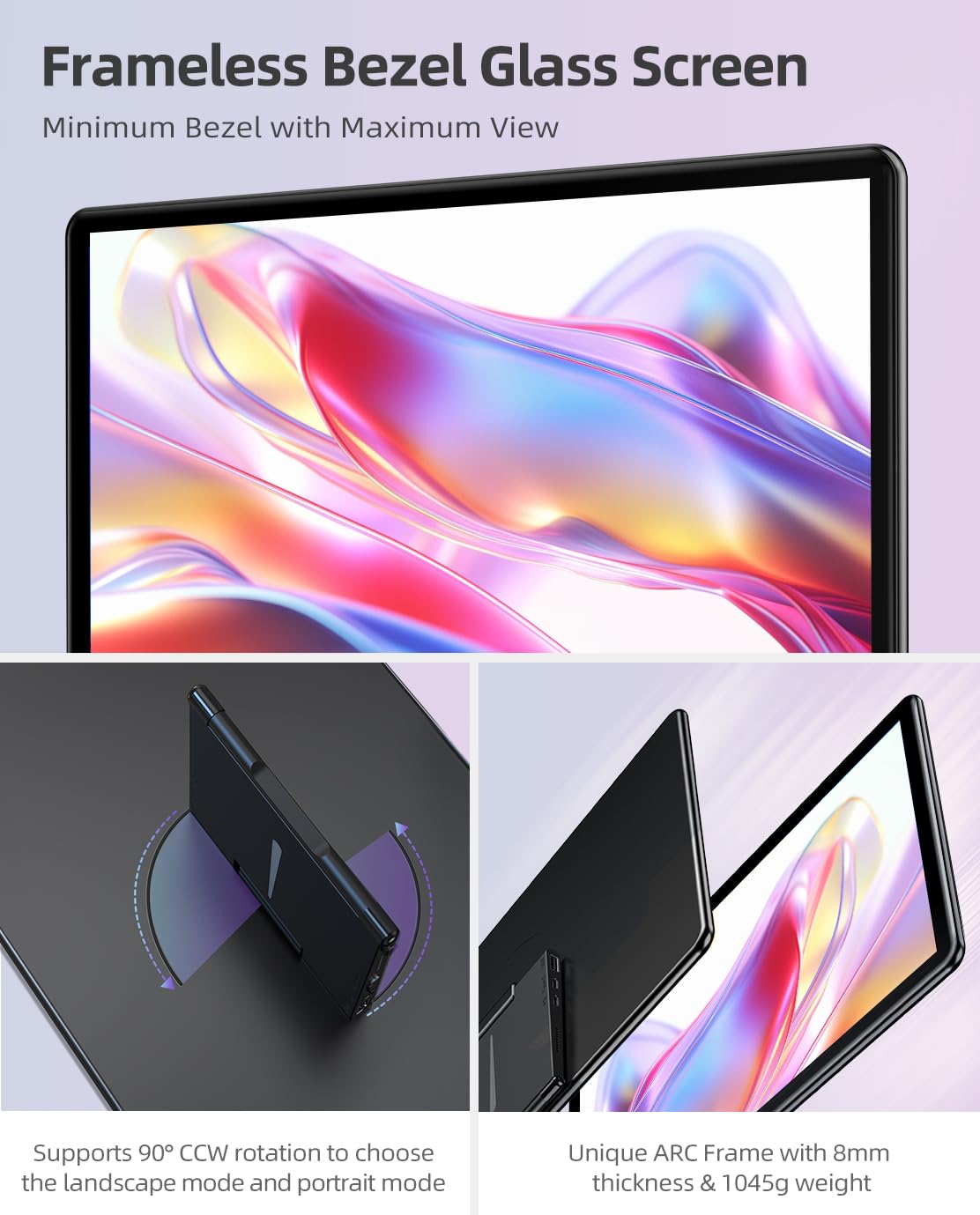 UPERFECT Y Portable Monitor Freestanding Touchscreen, 15.6''FHD 1080P IPS Screen with Adjust Kickstand, 2000:1 Contrast Ratio, 100% sRGB w/Standard HDMI/USB 3.0/Type C, Built-in Speaker/Ambient Light