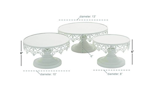 Deco 79 Vintage Metal Round Cake Stand, Set of 3 13", 10", 9"W, White
