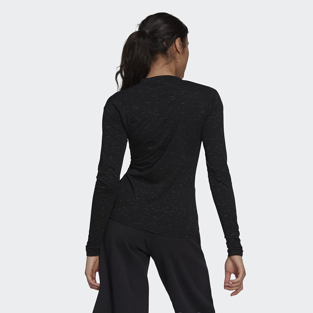 adidas Women's Sportswear Winners 2.0 Long Sleeve, Black Melange, Large