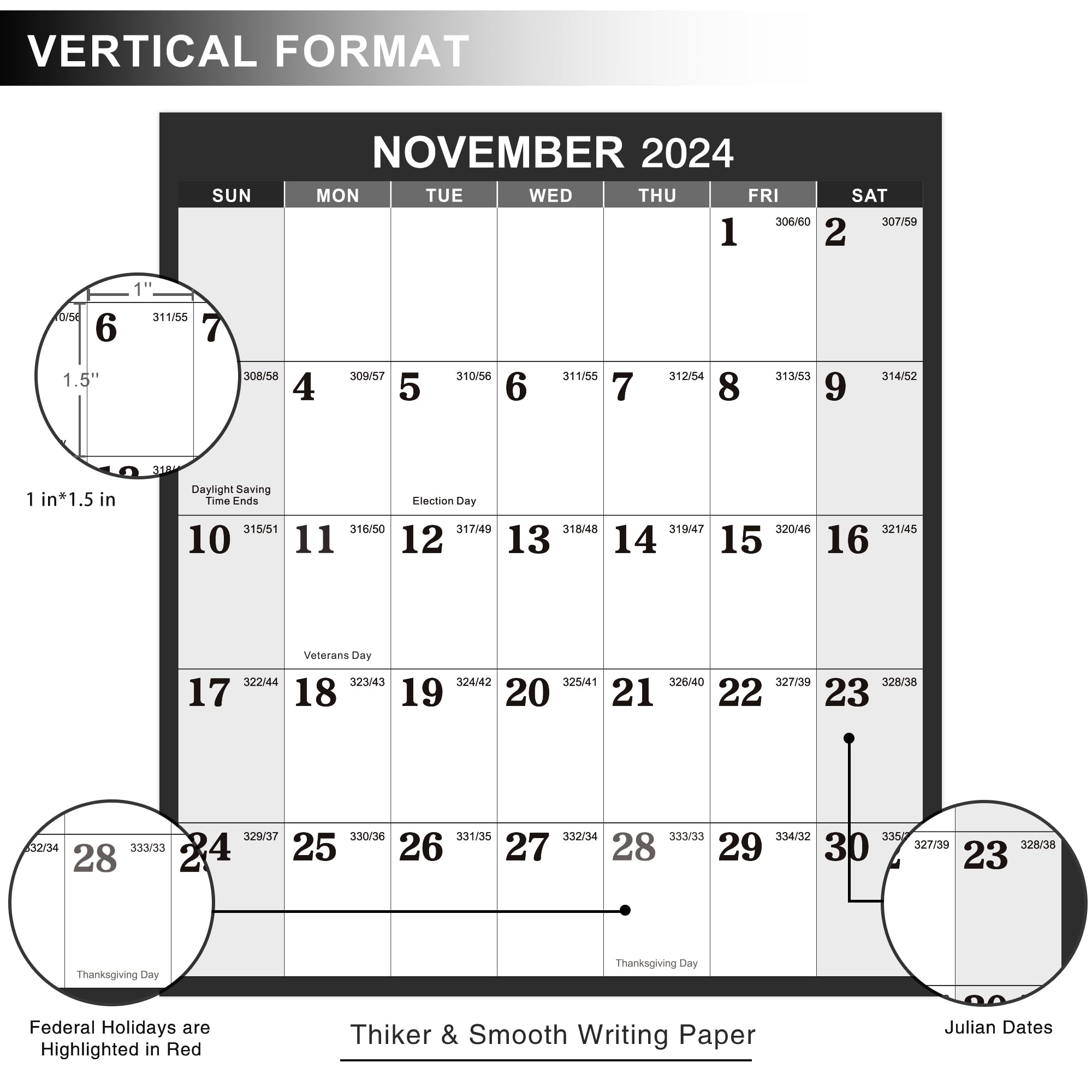 2023 Calendar - 18 Monthly Wall Calendar 2023, Jan 2023 - Jun 2024, 14.7" x 11.4", Calendar 2023 with Twin-Wire Binding + Hanging Hook + Thick Paper + Unruled Blocks + Julian Dates - Multicolored
