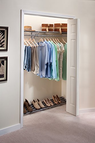 EZ Shelf -2 Pack- Expandable Closet Shelf with Hanging Rod -(Each 40.5β to 73β) with 1 End Bracket- Silver-Strong-Easy to Install-Wire Closet Shelving Alternative