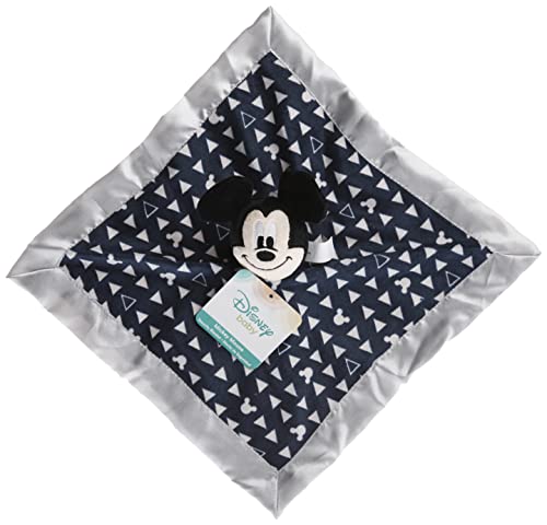Disney Mickey Mouse Lovey Security Blanket, Navy/Grey 12x12 Inch (Pack of 1)