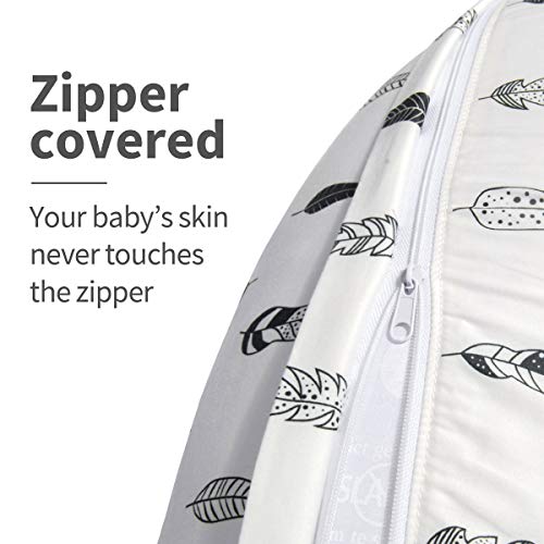 ALVABABY Nursing Pillow Cover Slipcover 2 Pack,100% Organic Cotton,Soft and Comfortable,Feathers Design,Maternity Breastfeeding Newborn Infant Feeding Cushion Cover,Baby Gift 2UBZT01