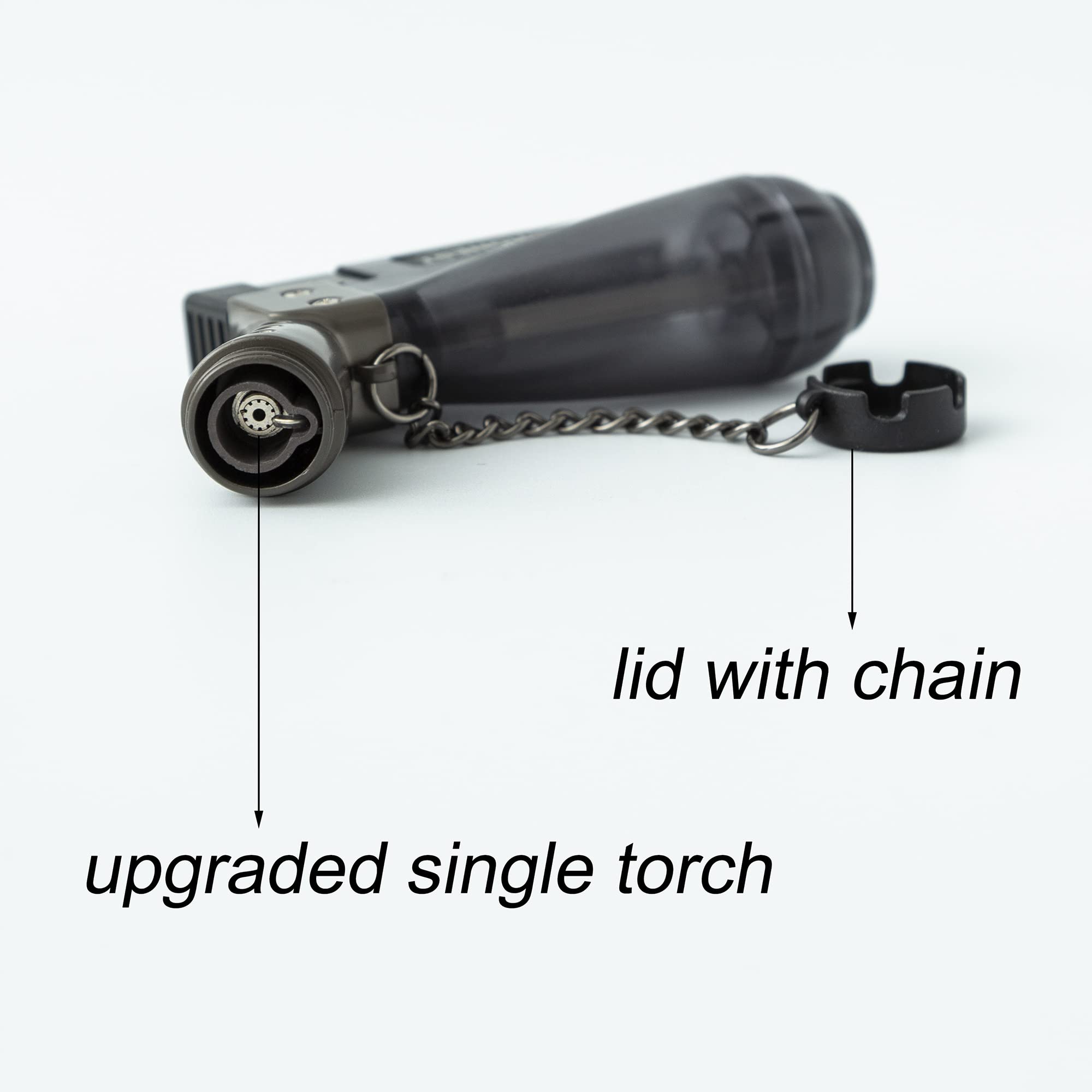 3 Pack Butane Torch Lighters,Fuel Tank Viewable,Keychain Hole,Windproof Single Torch, Butane Refillable Lighter (Black)