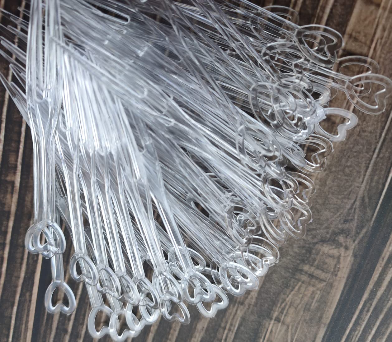 500PCS Disposable Plastic Cocktail Picks Fruit Forks, Clear Heart Shape Mini Cake Forks Sticks Party Supplies, Tasting Appetizer Plates Picks Dessert Forks