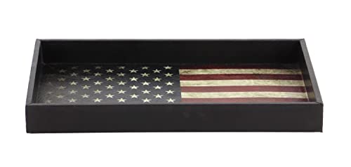 Deco 79 Wood Leather Trays, 21 by 19 by 17-Inch, Navy Blue, Set of 3