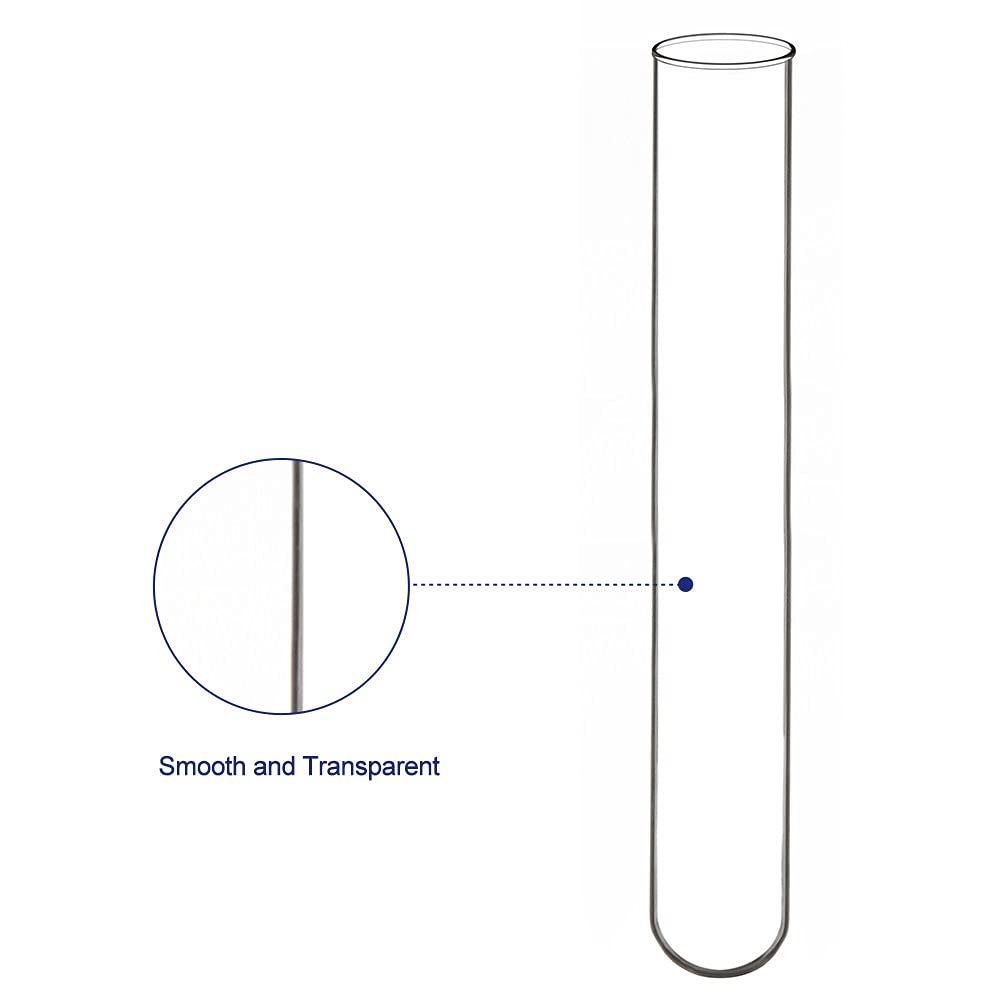 Labasics 30 Pack Borosilicate Glass Round Bottom Test Tubes, 15 mm OD X 100 mm Length (Pack of 30)