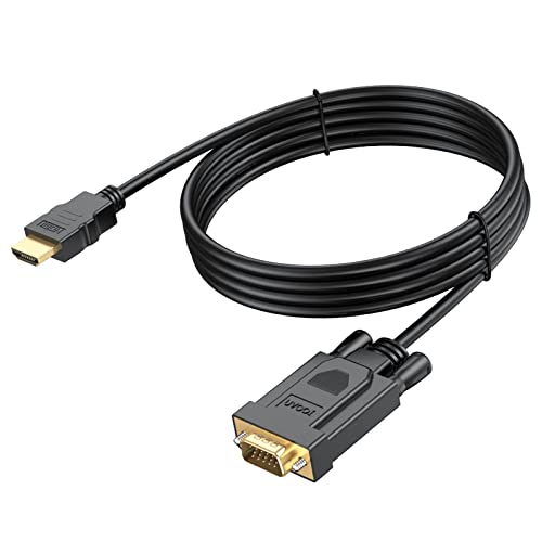 HDMI to VGA Cable 6FT, Unidirectional HDMI to VGA 6' Video Adapter (Male to Male) Compatible for Raspberry Pi, Roku,Computer, Desktop, Laptop, PC, Monitor, Projector, HDTV and More
