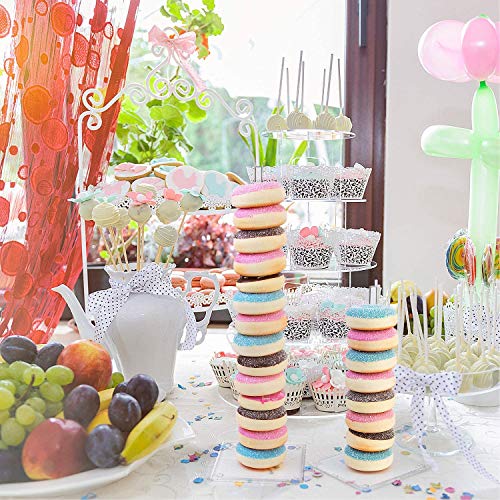 weddingwish Acrylic Donut Stands Clear Donut Bagels Display Stand Holder,Bagels Holder Doughnut Display Stand Tower for Wedding Birthday Treat Parties, Class Reunion, Children's Birthday Party,6 PCS