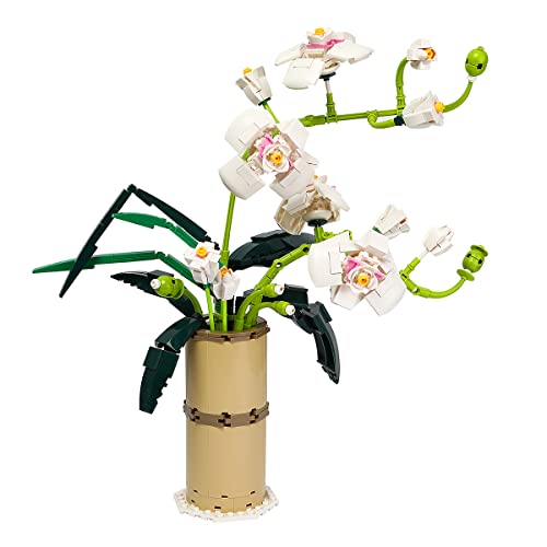 588 Pieces Flower Bouquet Building Kit Orchid Bonsai Building Blocks Set for Adults,Valentine's Day Birthday for Her,Artificial Flowers DIY Home Office Decor