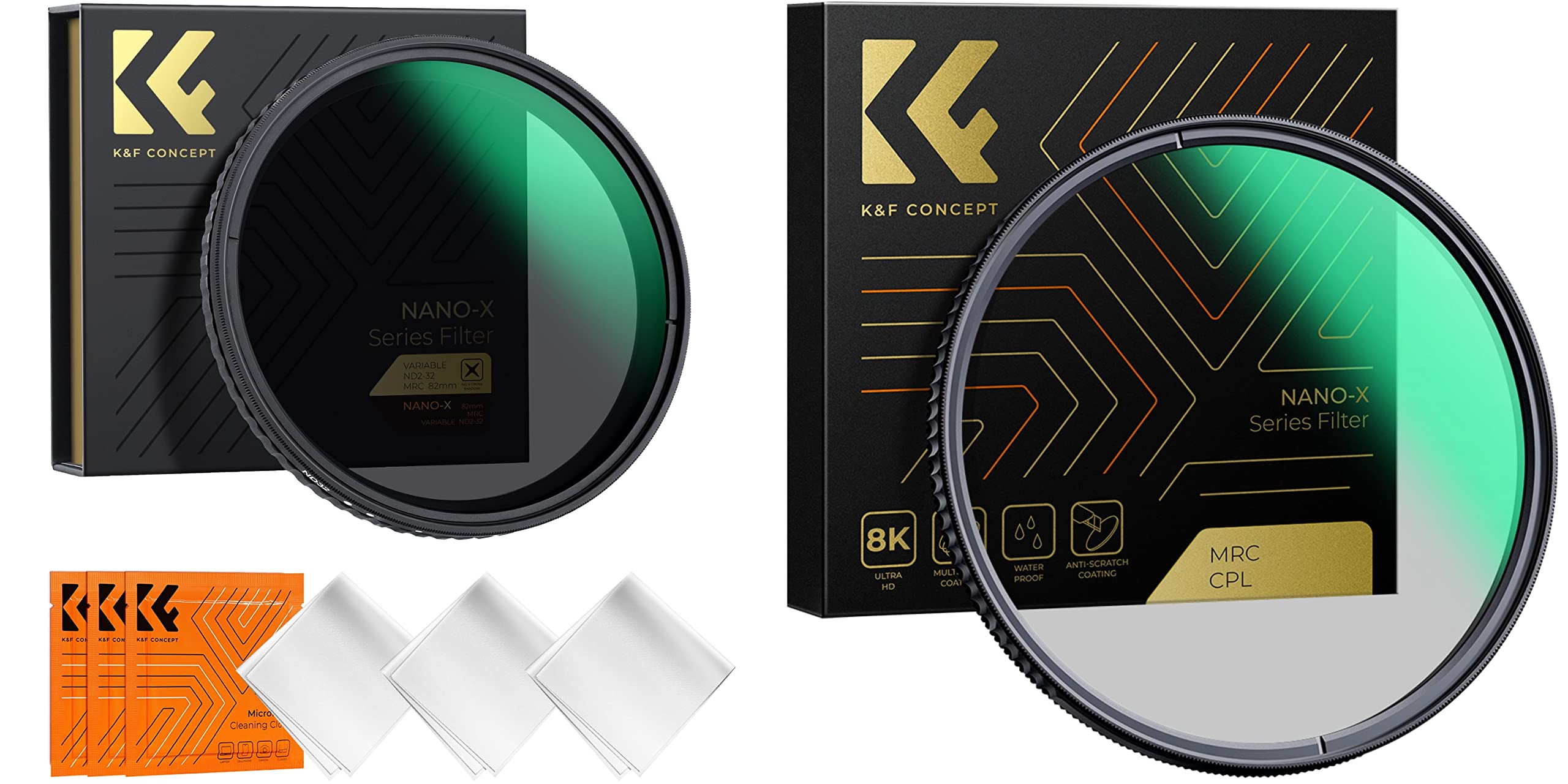 77mm Variable ND2-32 & CPL Lens Filters Kit (2 Pcs) 1-5 Stops Variable ND Lens Filter & Polarizing Filter with 28 Layer Coated (Nano-X Series)
