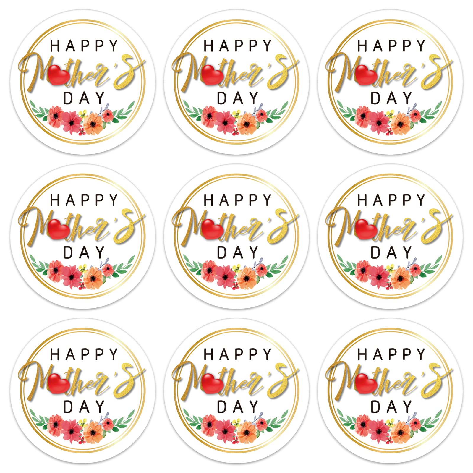 PETCEE Happy Mothers Day Labels Stickers 1.5" Flowers Mother's Day Gift Tag Presents Labels Farmhouse Labels Stickers for Mothers Day Gift Wrap Party Favor Decorations, 36PCS