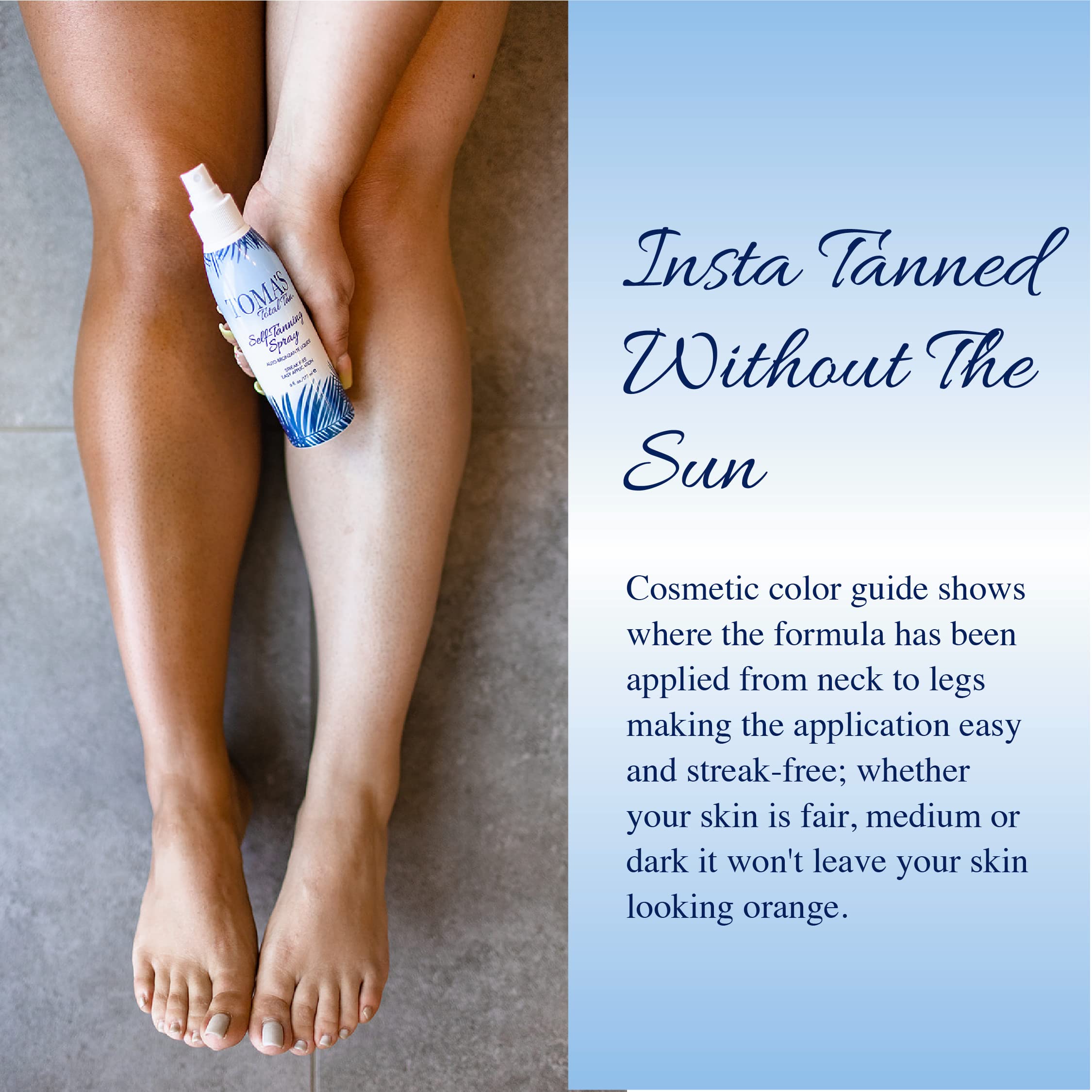 Toma's Total Tan Liquid Spray Instant Sunless Tanner - Whole Body Natural Looking Golden Bronze - Non-Sticky Streak-Free Application Color Guide - Paraben-Free, Tropical Scent - 6 oz