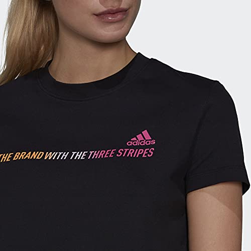 adidas Womens Gradient Logo Cropped T-Shirt Black Small
