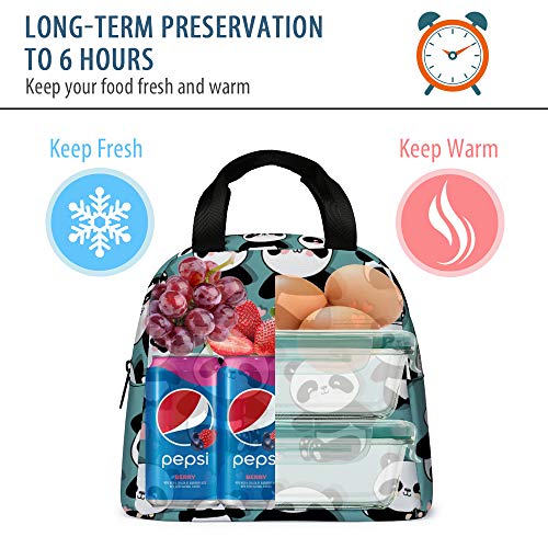 Panda Lunch Bag, Cute Kids Insulated Lunch Box Reusable Cooler Tote Bag Multi-functional School Lunch Container for Teen Boys Girls (Teal)