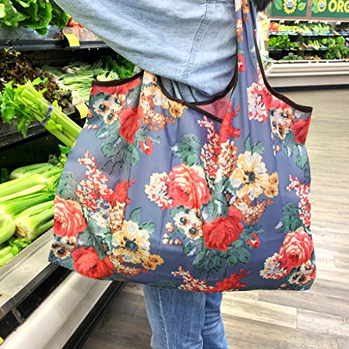 allydrew Large Foldable Tote Nylon Reusable Grocery Bag, Dinosaurs