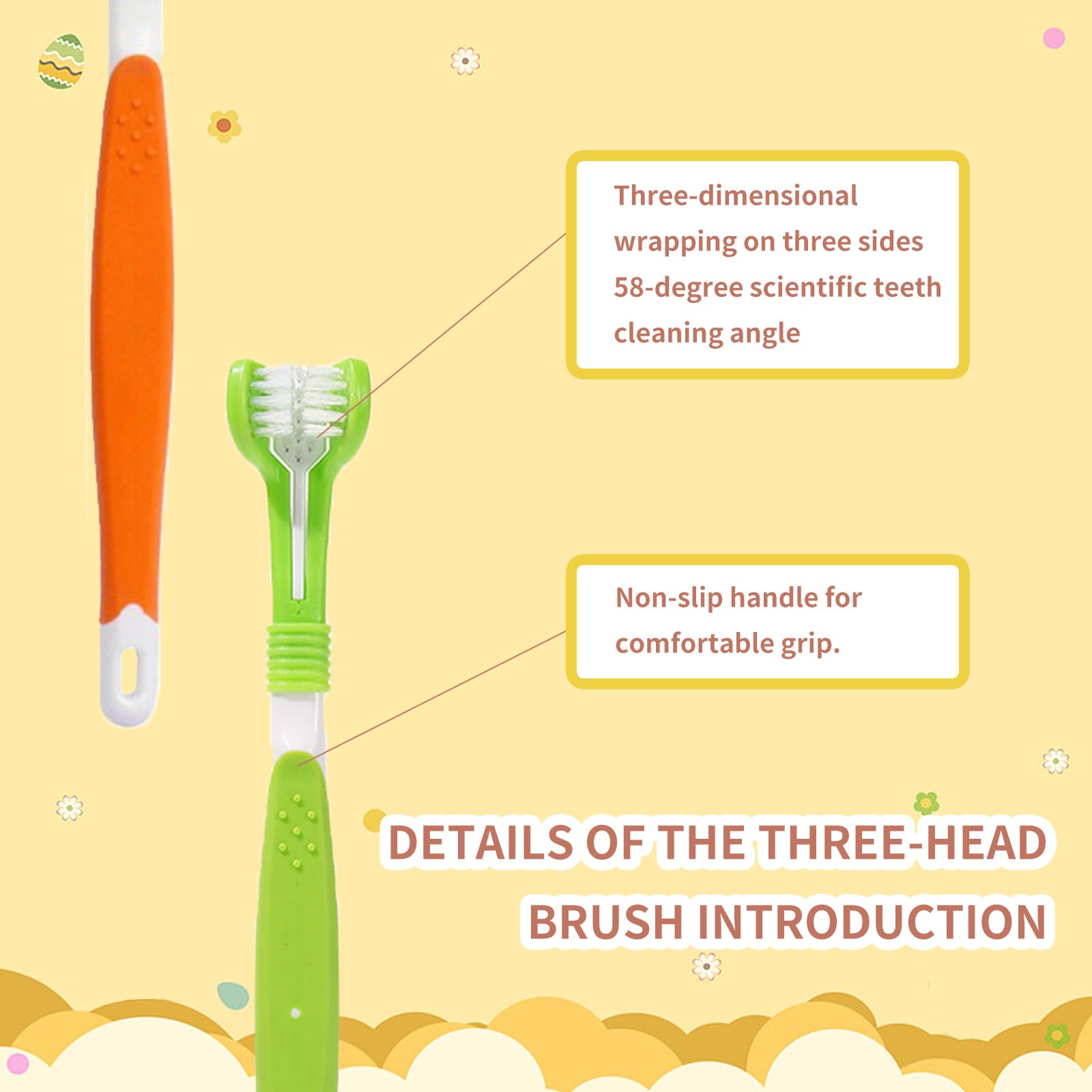 Adovoc Solar Powered Adult Dog Toothbrush Set, Blue, 2-in-1 Dual Finger and Toothbrush, Gentle on Pets' Gums