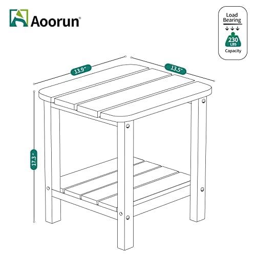 Aoorun 17.3" Small Outdoor Table Resin, Weather Side Table Adirondack (13.9" D x 13.5" W)- Black