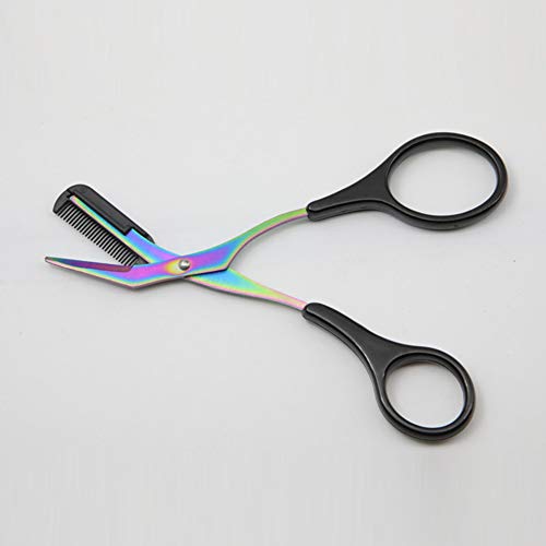 YITAQI Eyebrow Comb Scissors,Titanium Grooming Trimmer Makeup Tools Stainless Steel Eyelash Hair Clips Shaping Razor Hair Scissors Trimmer(Green)
