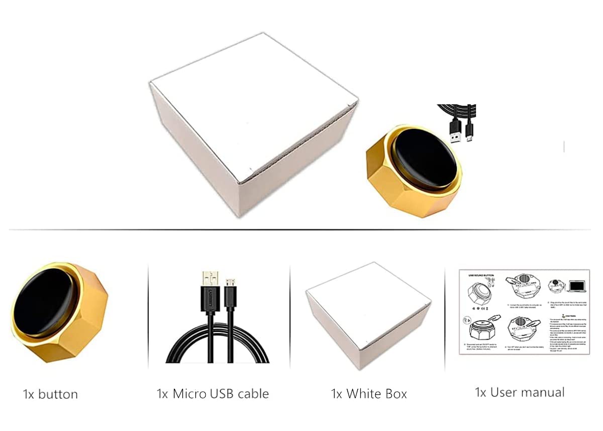 RIBOSY USB Sound Button - Make Your Own Button by Uploading Audio Files - Support 100+ Recordings - Top Recordable Quality Playback (USB Cable Included)