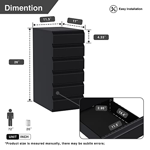 Aobabo 6 Drawer Chest Storage Cabinet Used Under Desk, Modern Floor Storage for Office Living Room Bedroom,6-Layer Vertical Drawer Cabinet for Home&Office…
