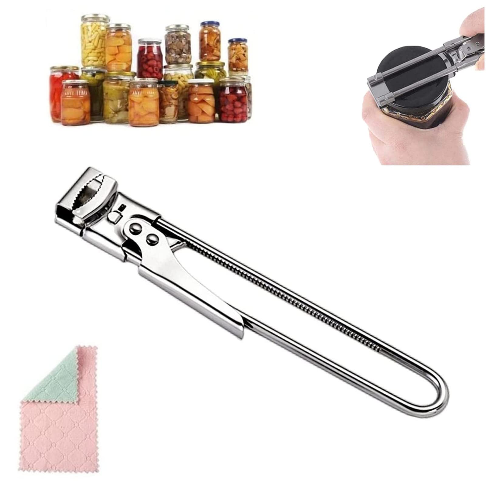 Adjustable Stainless Steel Can Opener - Jar Opener for Weak Hands, Jar Gripper Tight Lid Opener - Small But Powerful - Easy Jar Opener for the Elderly and Children - for Most Sizes (Classic)