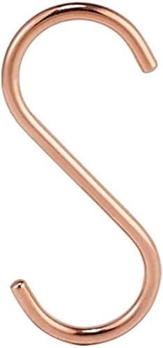 LiuliuBull Set of 6 Copper S Hooks for Hanging Pots and Pans,Made from Authentic Heavy Duty Soild Copper,Beautiful and Long Lasting