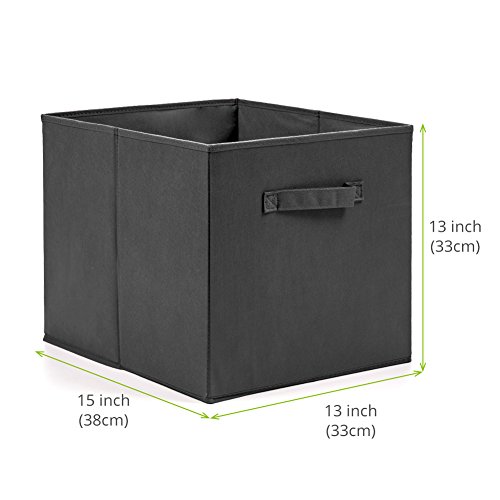 EZOWare Set of 4 Foldable Black Fabric Basket Bin, Collapsible Storage Cube Boxes for Nursery Toys (13 x 15 x 13 inches)