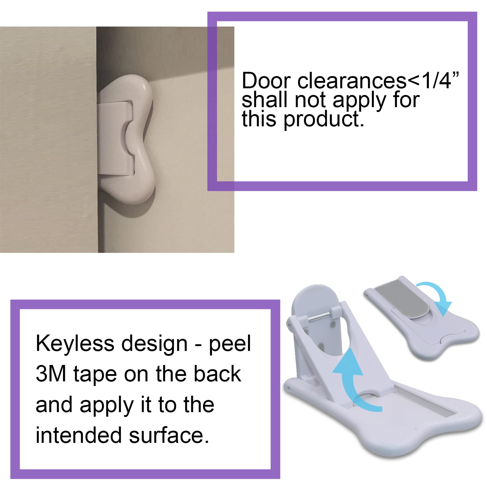 4 Pack Sliding Door Lock for Child Safety, Baby Proof Locks for Sliding Glass Doors, Closets, Patio Door, Window - Childproof Sliding Door Locks - No Screws or Drills