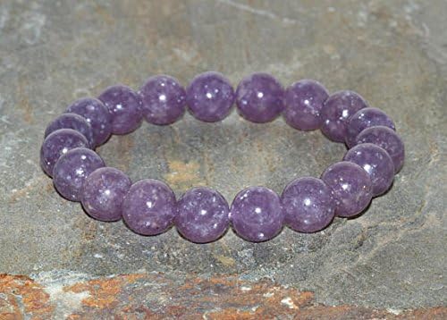 WORLD WIDE GEMS AAA++ Rare Quality 10mm Genuine Lepidolite Bracelet, AAA Grade, Anxiety Relief, Overcoming Addictions, Healing Crystals, Stress Relief,Lithium,Chakra Jewelry Code- WAR5315