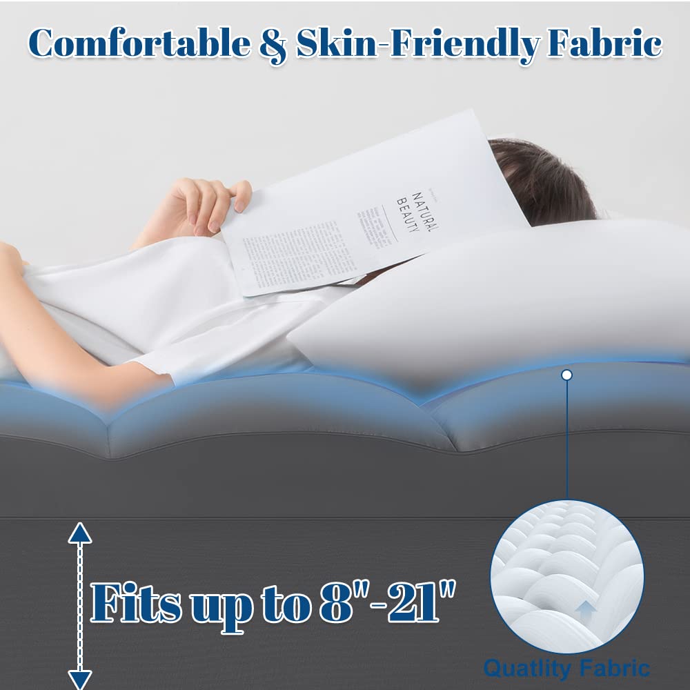 SONORO KATE Mattress Topper, Extra Thick Mattress Protector,Cooling Mattress Pad Cover for Back Pain, Plush & Support Bed Topper Overfilled Down Alternative with 8-21" Deep Pocket (Grey, Queen)