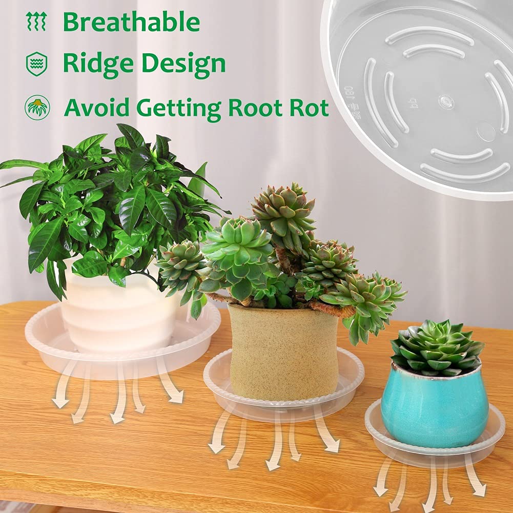 9 Pack of 5''& 7''& 9'' Clear Plant Saucer Drip Trays, Plant Tray for Pots & Plastic Plant Saucer,Made of Thicker & Stronger Plastic with Large Capacity Design (5 Inch x3+7 Inch x 3+9 Inch x 3)