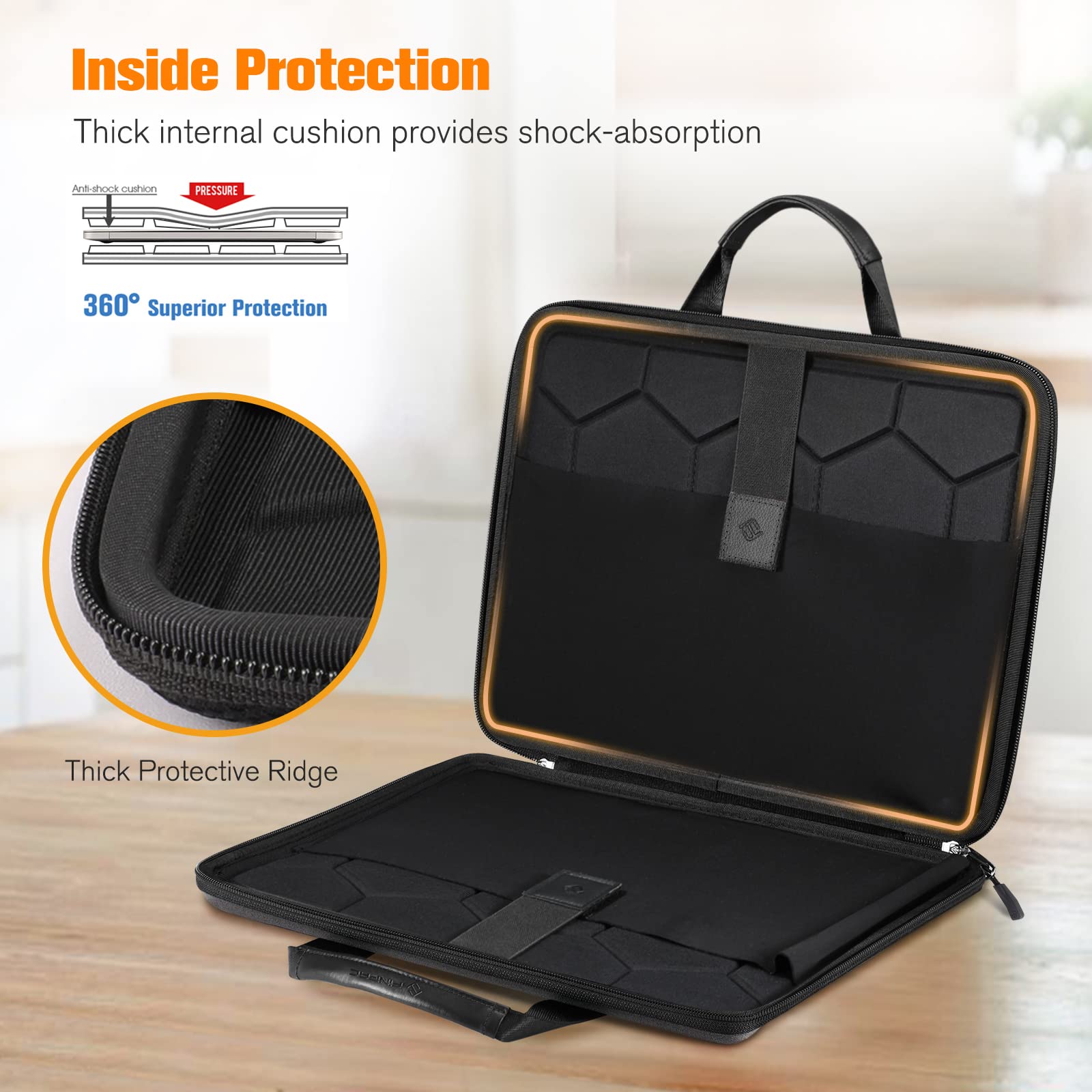 FINTIE FINPAC 13-14" Laptop Sleeve Case Briefcase Shoulder Bag with Tablet Pocket and Accessory Pouch for MacBook Pro 14, 13" MacBook Pro/Air, iPad 12.9-13 & Other Up to 14" Chromebook Tablet - Gray