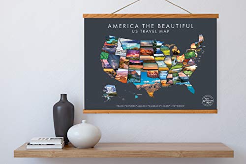 America The Beautiful USA Scratch Off Map + Magnetic Frame Kit- Interactive Travel Scratch Off Poster Reveals Beautiful Nature Photography - Beautiful Travel Map is a Great Gift for Travelers