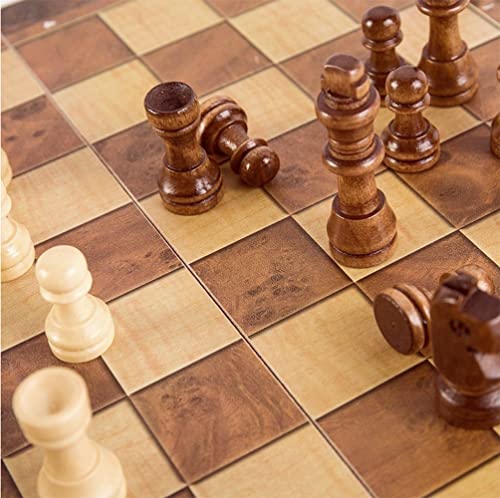 Chess Set,Folding Storage Wooden Chess Board Sets,3 in 1 Chess Board Game for Adults and Kids (Chess,Backgammon,Checkers),Exquisite Wooden Chess Set