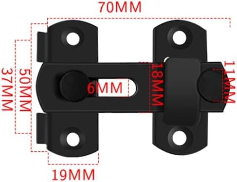 3 Pack Small Stainless Steel Door Lock Flip Lock Safety Door Bolt Lock, Door Holder Latch (Black)