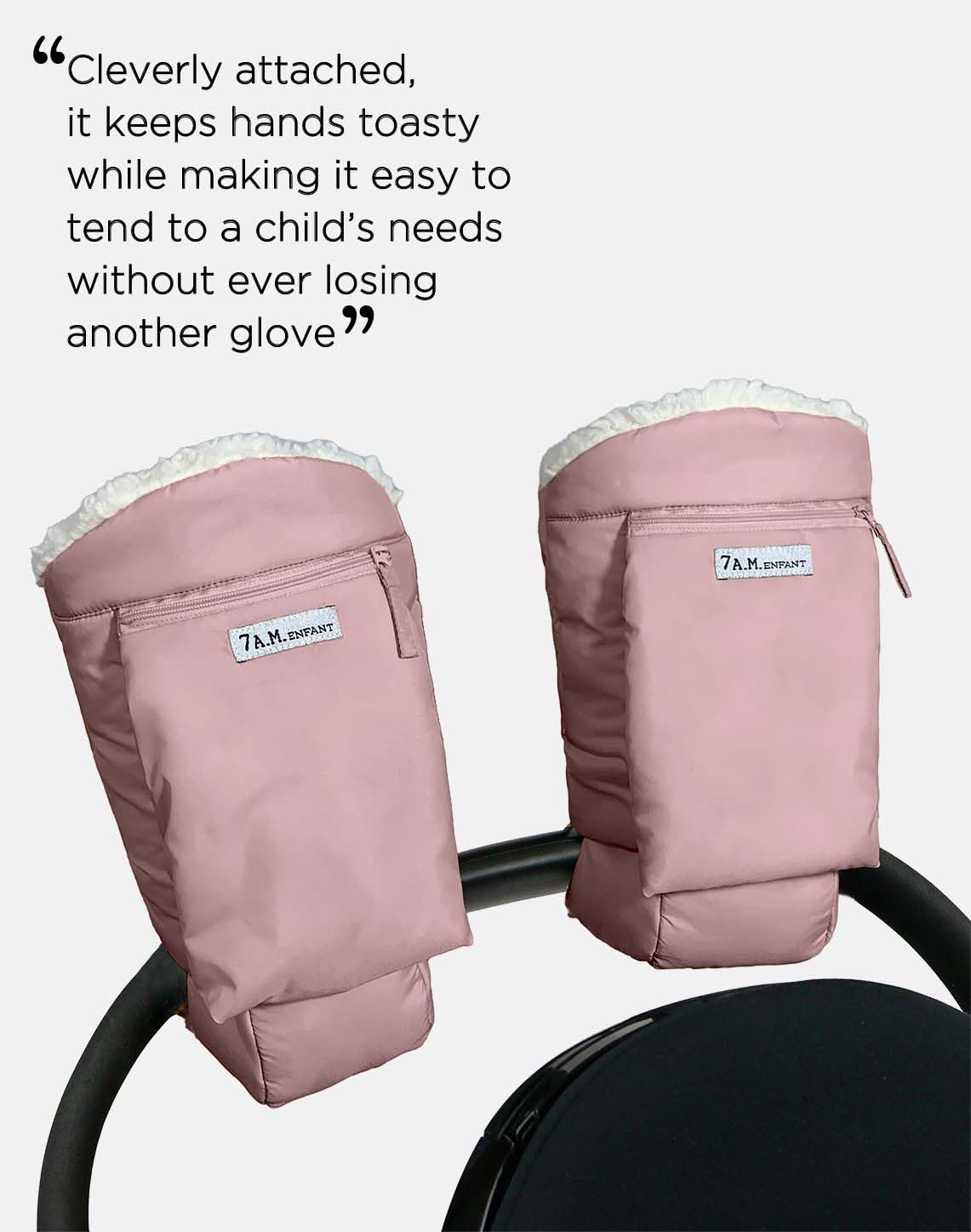 7AM Enfant Stroller Warmmuffs Gloves - Anti-Freeze Stroller Mittens for Handlebars, Water Repellent Hand Warmer Muff for Cold Weather, Plush Lined Stroller Warmmuffs | Winter Stroller Accessories