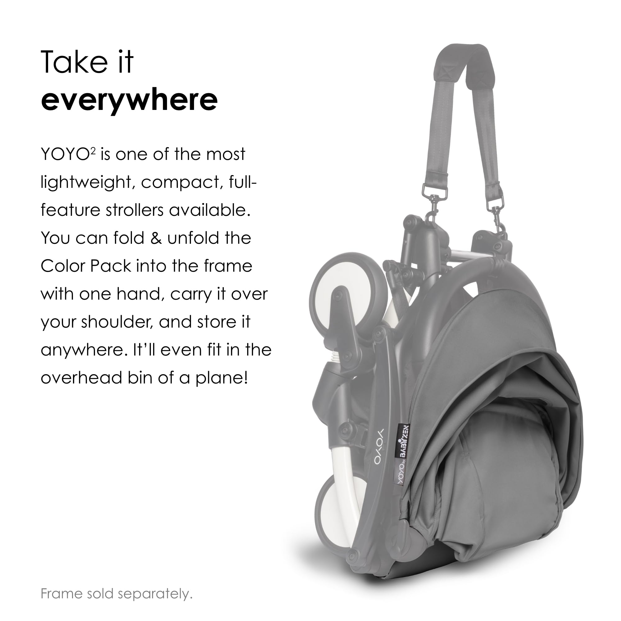 BABYZEN YOYO 6+ Color Pack, Grey - Includes Seat Cushion, Matching Canopy & Zippered Back Pocket - Requires YOYO2 Frame (Sold Separately)